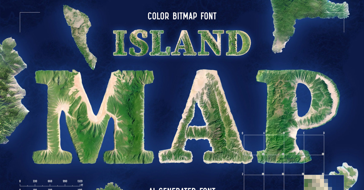 Island Map - Color Bitmap Font #322950 - TemplateMonster