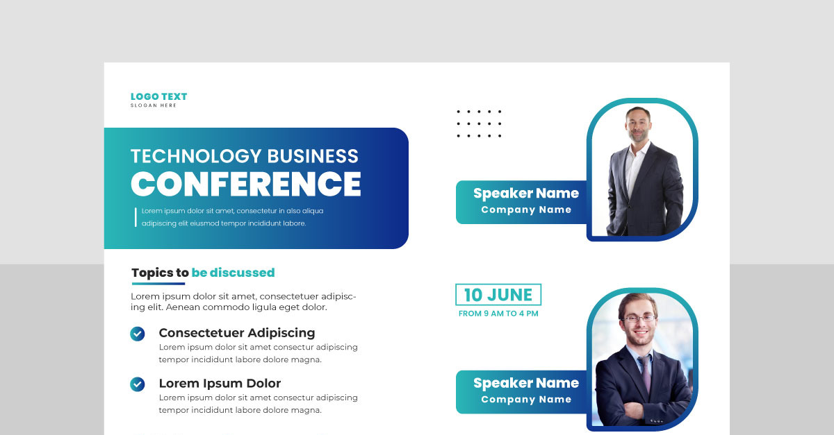 Online business conference flyer and corporate event invitation banner ...
