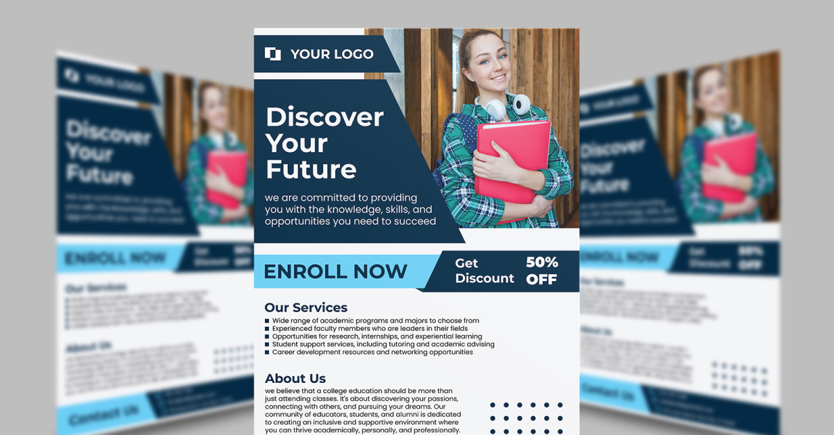 College Education Admission Flyer Template - TemplateMonster
