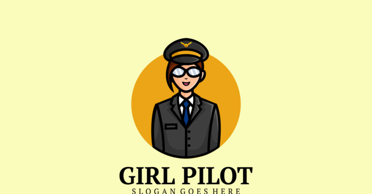 Girl Pilot Cartoon Logo Style #323171 - TemplateMonster
