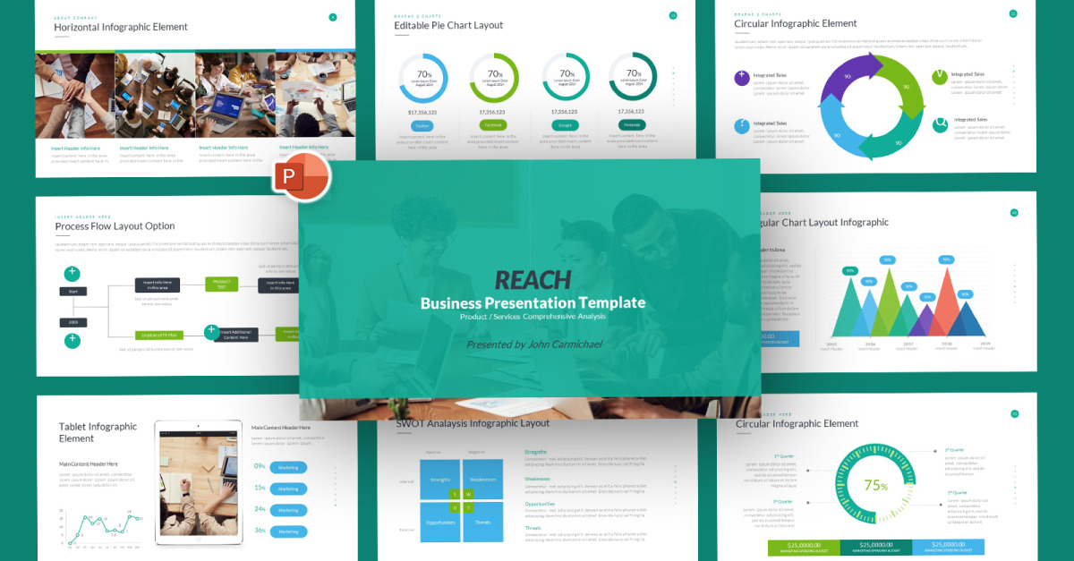 Raggiungi il modello PowerPoint aziendale - TemplateMonster