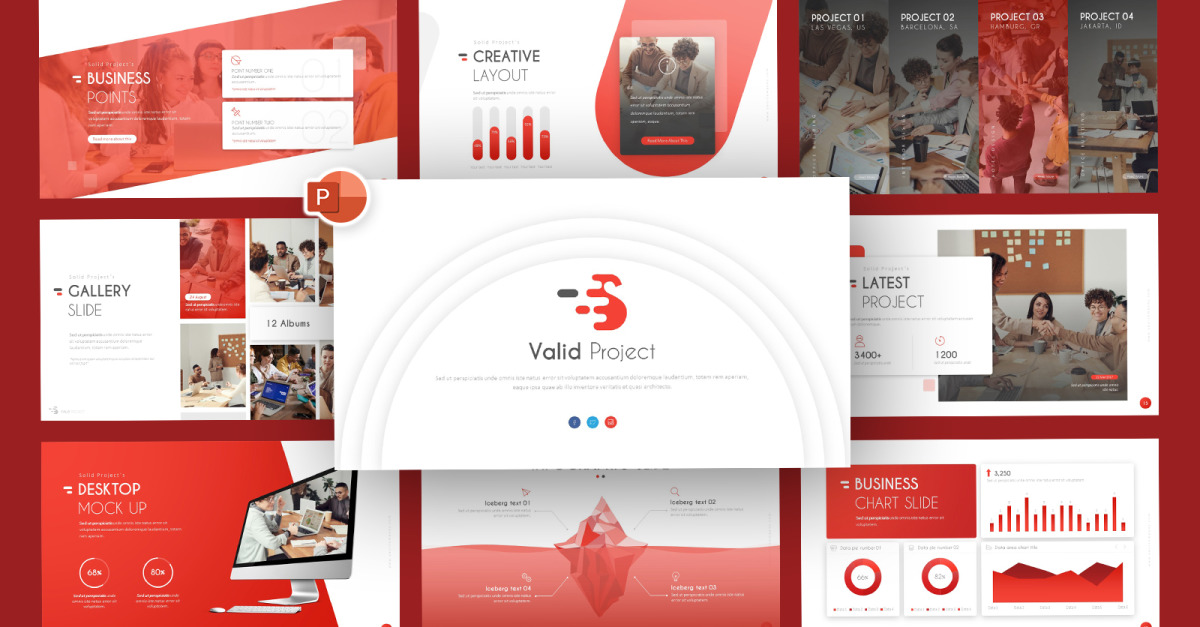 有效的商业项目 PowerPoint 模板 #323205 - TemplateMonster