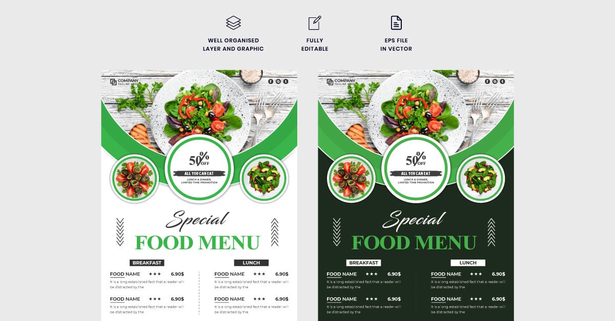 Culinary restaurant food menu promotion - TemplateMonster