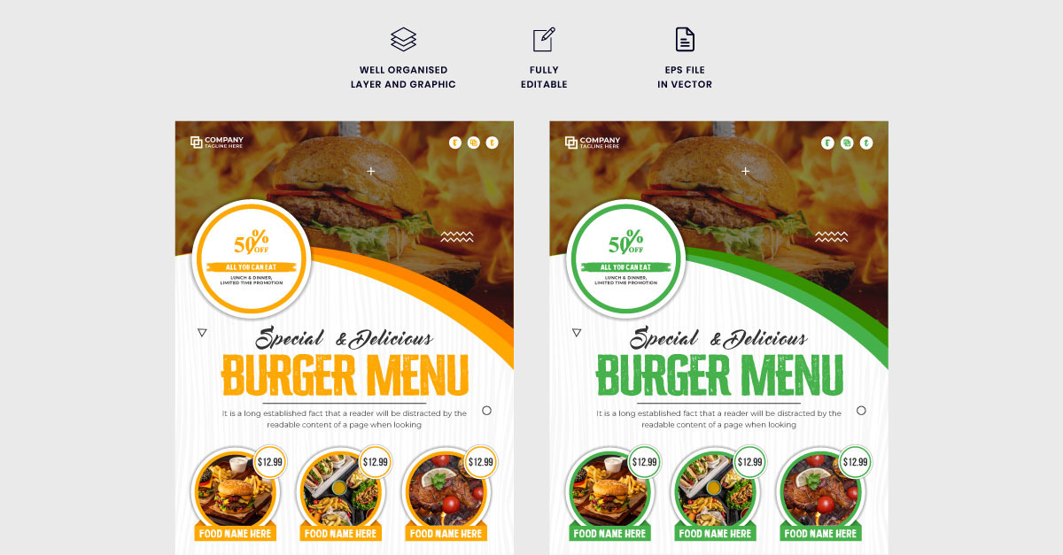 Food menu advertisement flyer vector - TemplateMonster