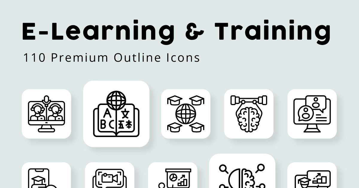 E Learning & Training Outline Icons - TemplateMonster