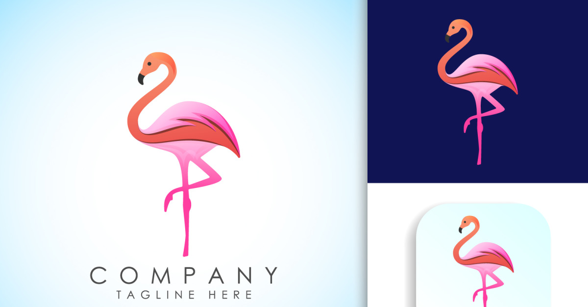 Modern Colorful Flamingo Bird Logo Design - TemplateMonster