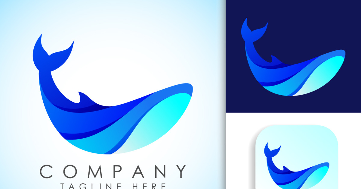 Nowoczesne logo gradientu wieloryba. Ryba Logo