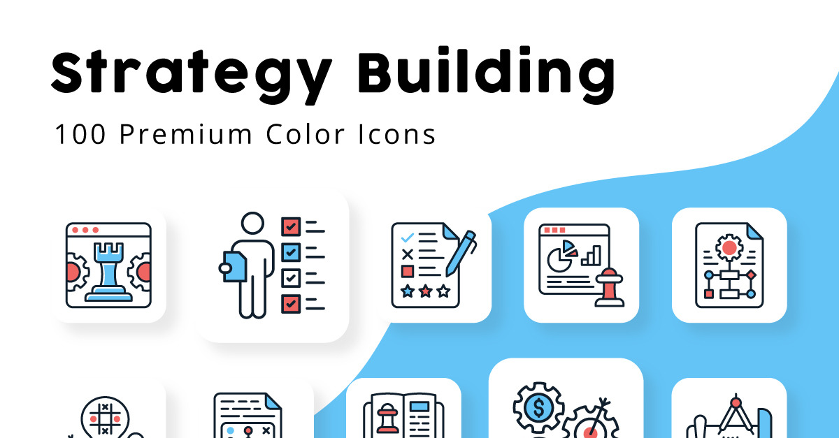 Strategy Building Minimal Color Icons - TemplateMonster