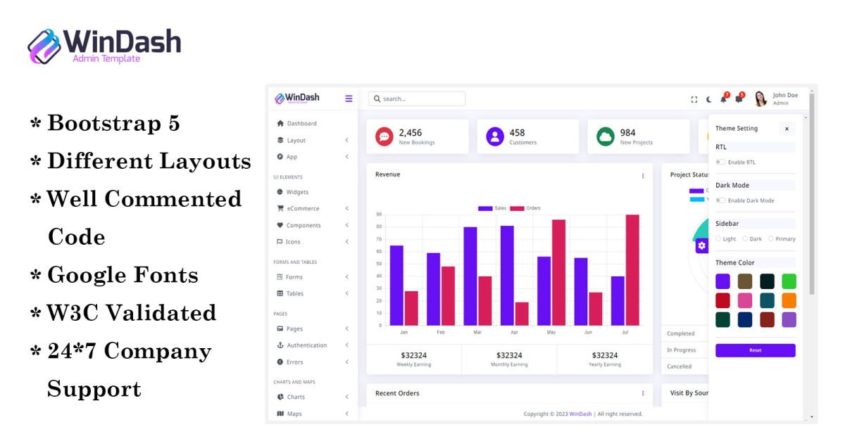 WinDash - Multipurpose Admin Dashboard Bootstrap 5 Template