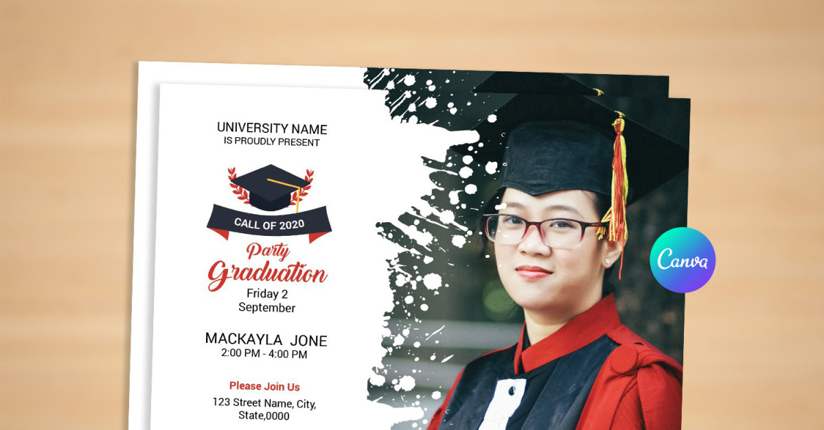 Modello di biglietto di annuncio di laurea - TemplateMonster