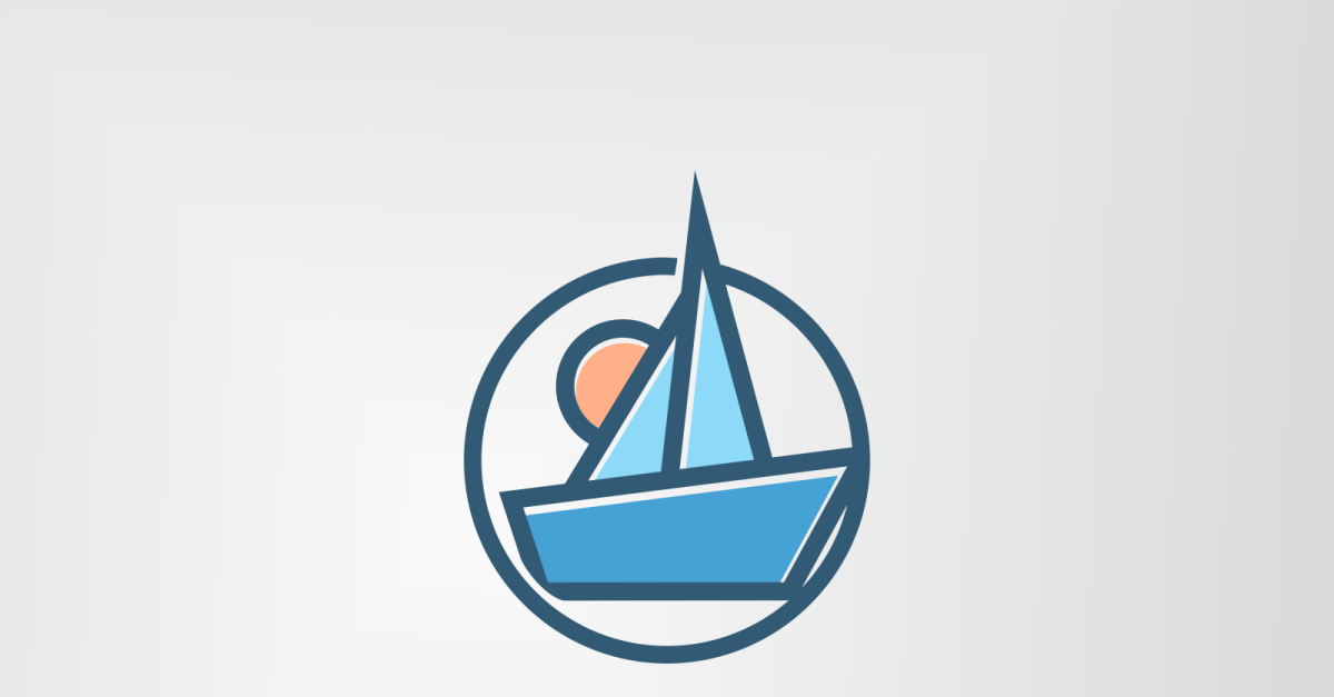Plantilla de logotipo de línea de barco circular