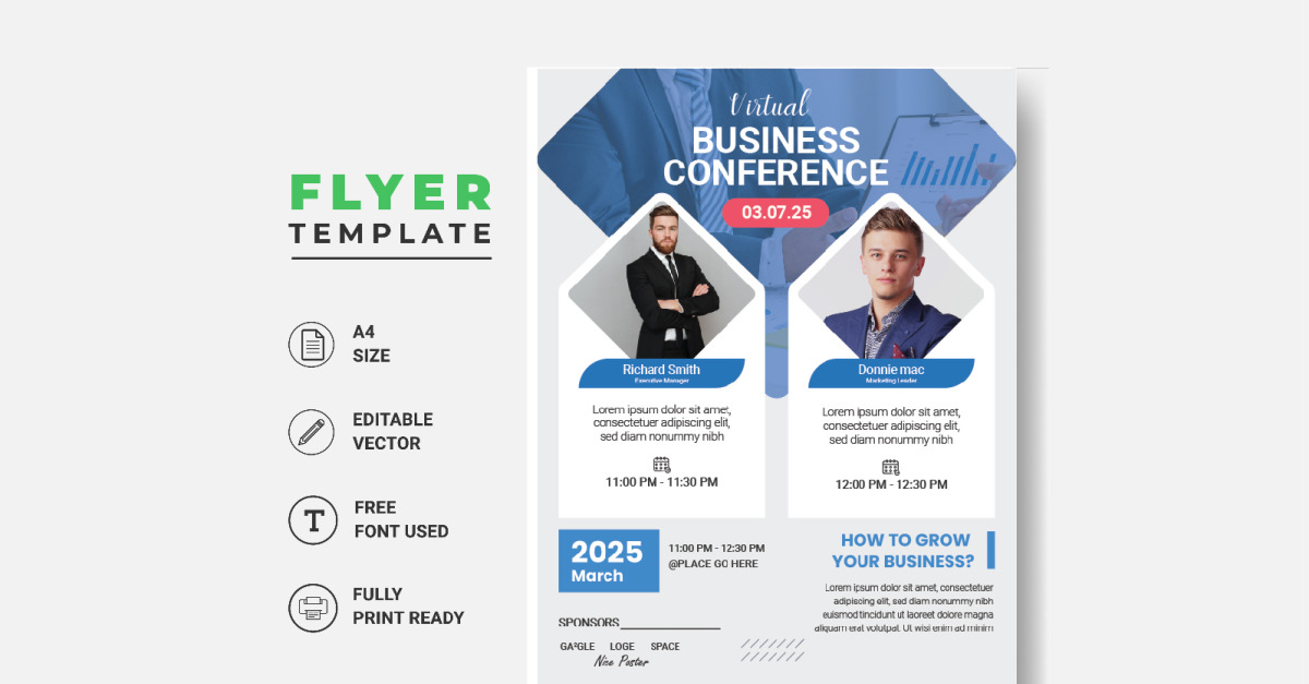 Business Conference Brochure Flyer Design Layout Template In A4 Size, Virtual Business