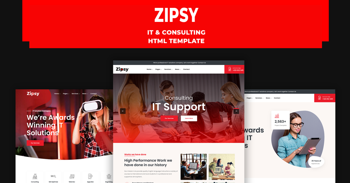 Zipsy - Plantilla de consulta empresarial y de TI