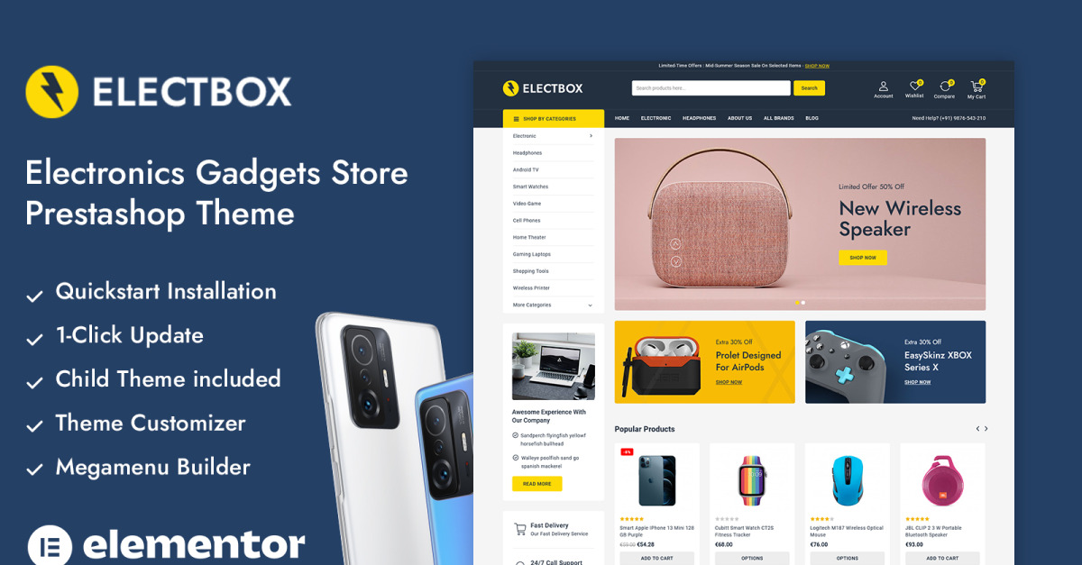 Electbox - Smart Electronics Gadgets Store Prestashop Responsive Theme