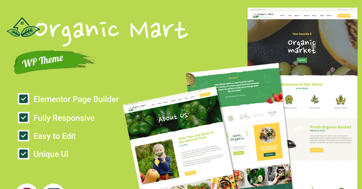 Organic Mart, organic food and Organic store WP Theme