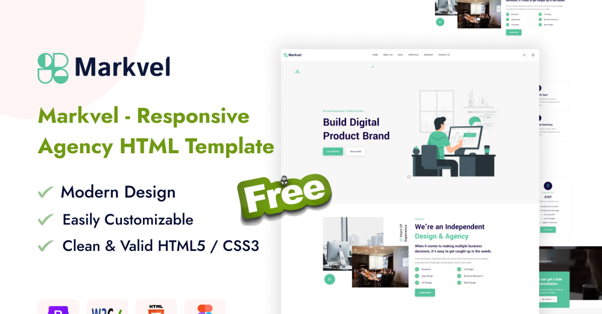 Markvel - Free Responsive Agency HTML Template