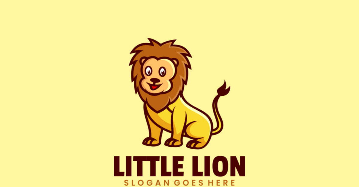 Kleiner Löwe-Maskottchen-Cartoon-Logo-Stil - TemplateMonster