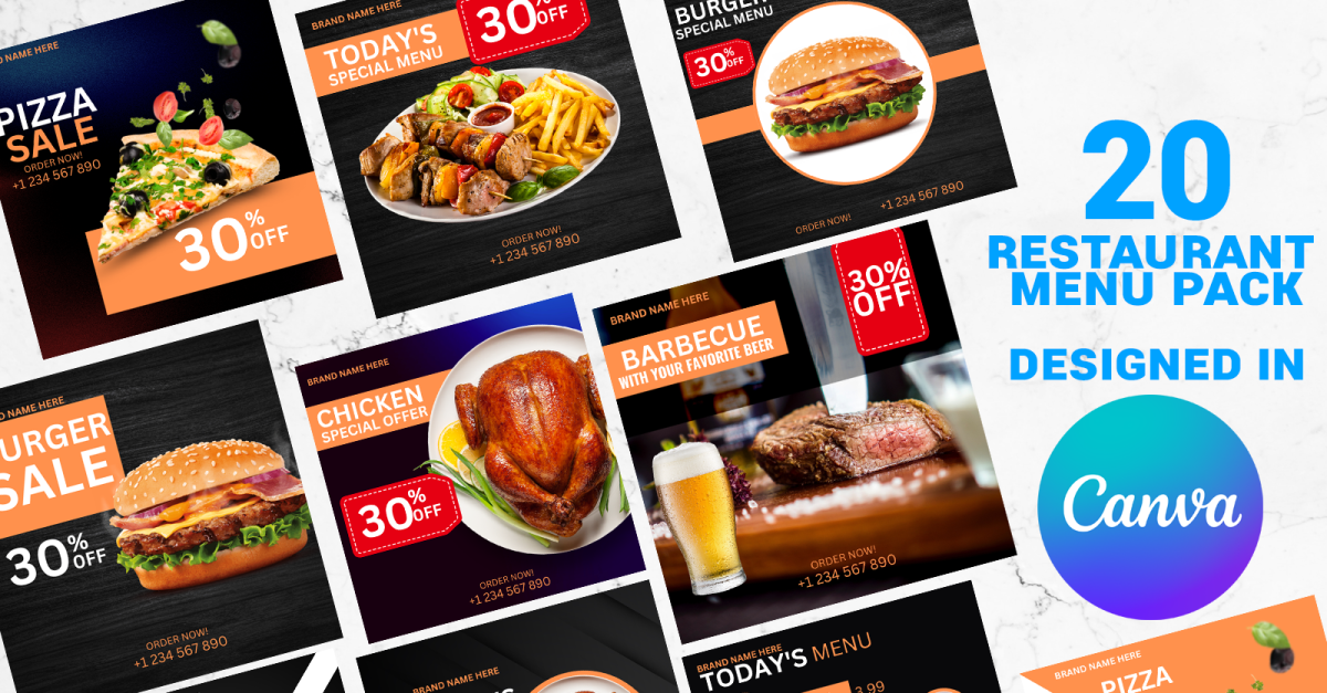 RESTAURANT MENU CANVA TEMPLATES BUNDLE - TemplateMonster