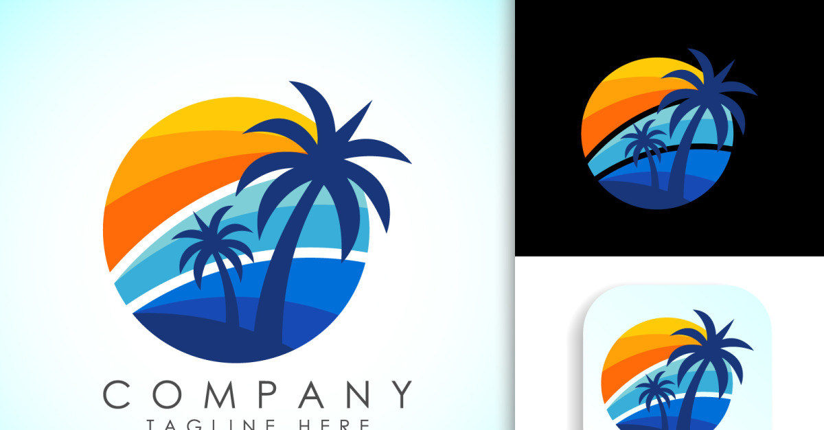 Beach logo design template 2 #325481 - TemplateMonster