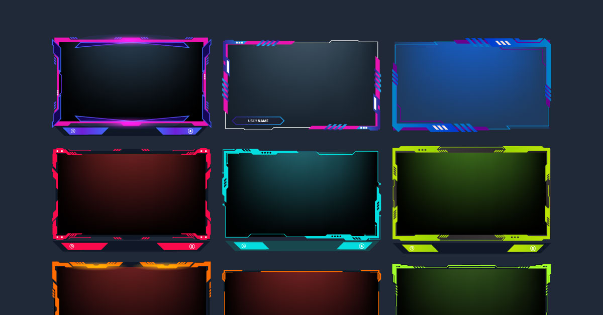 Broadcast screen overlay bundle vector - TemplateMonster