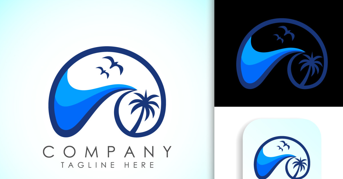 Modern beach logo design template #325486 - TemplateMonster