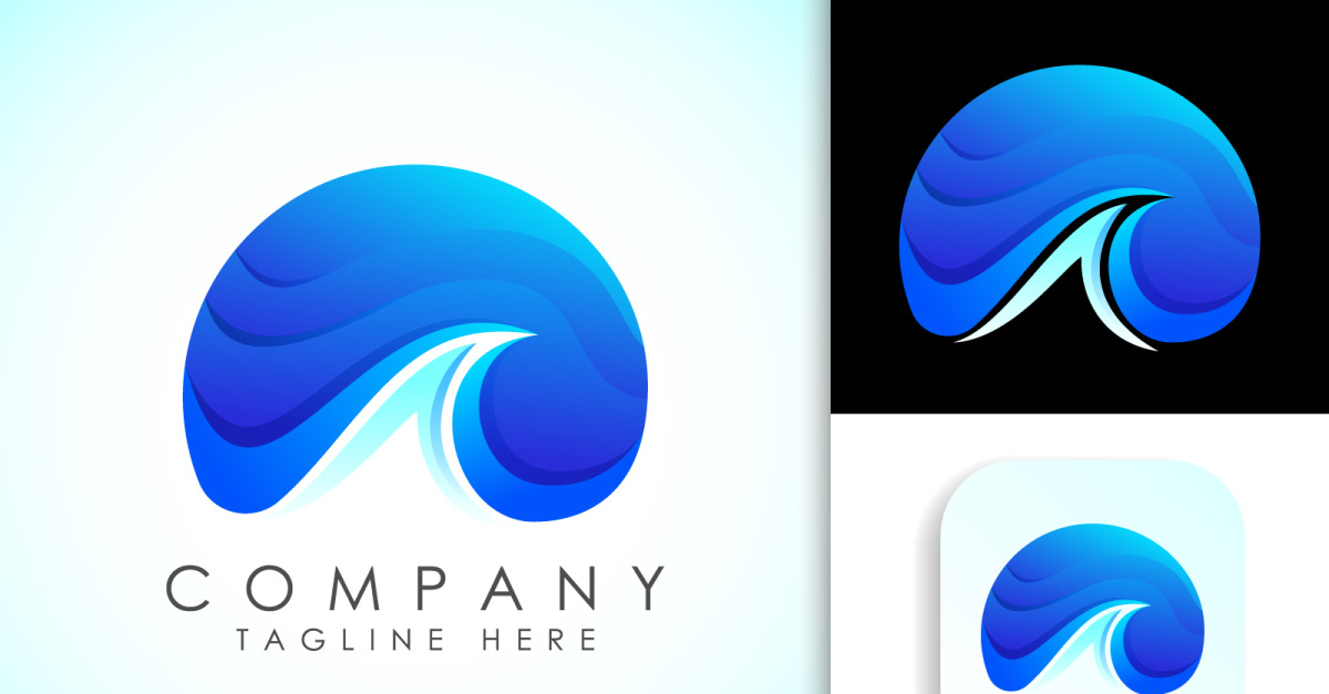 Projekt logo plaży. Fala oceaniczna #325488 - TemplateMonster