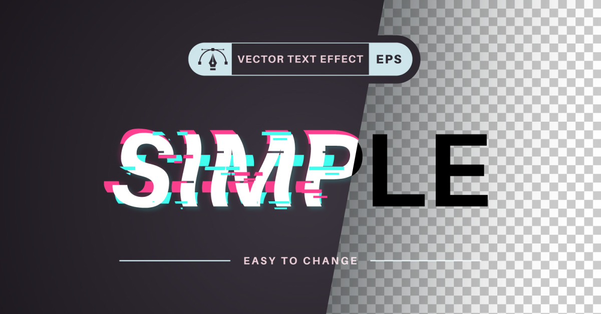 Simple Glitch - Editable Text Effect, Font Style