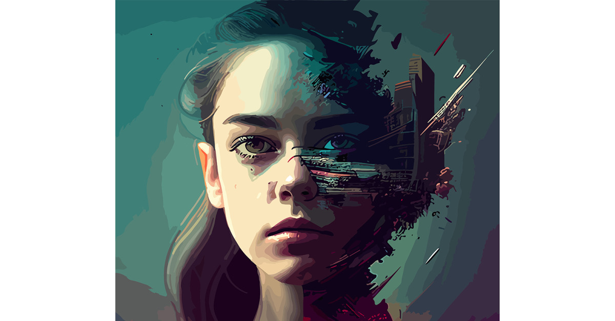 Leila Paget Art Face Illustration Vector - TemplateMonster