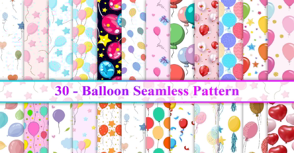 Balloon Seamless Pattern, Balloon Pattern, Balloon Background, Happy Birthday Seamless Pattern
