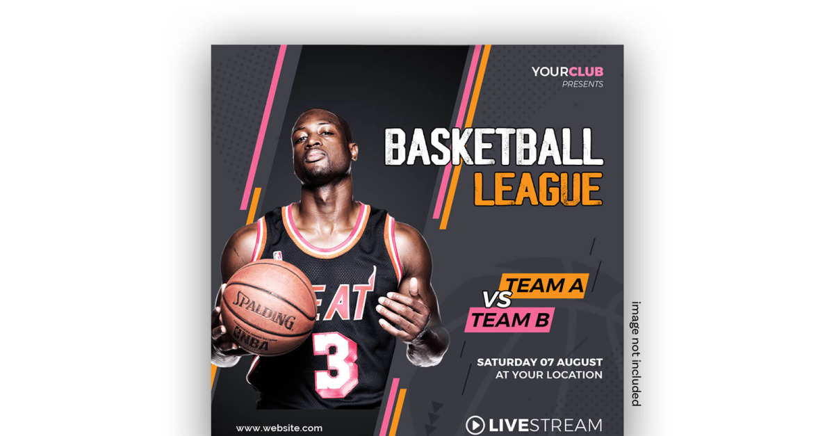 Basketball League Social Media Post Template