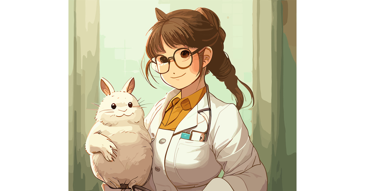 Thekla Sytle Doctora Joven Tímido Lindo Usar Gafas Ilustración Vector