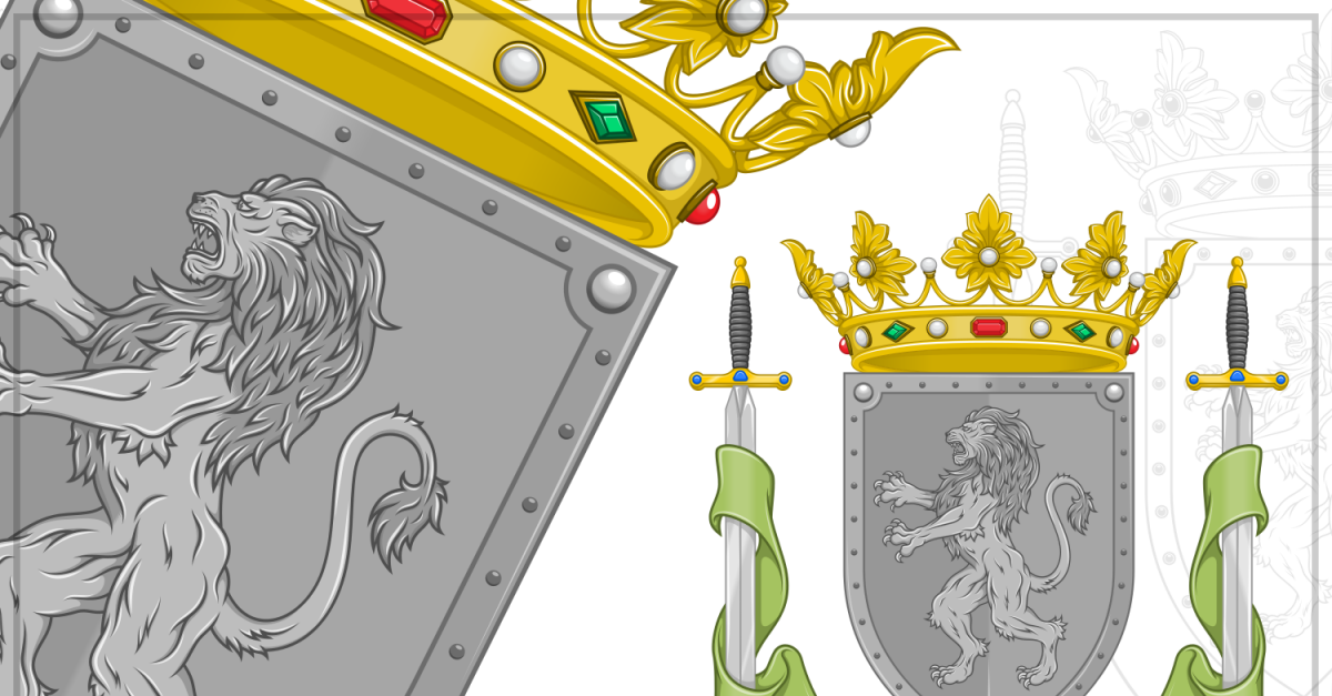 Escudo de armas de diseño vectorial con león