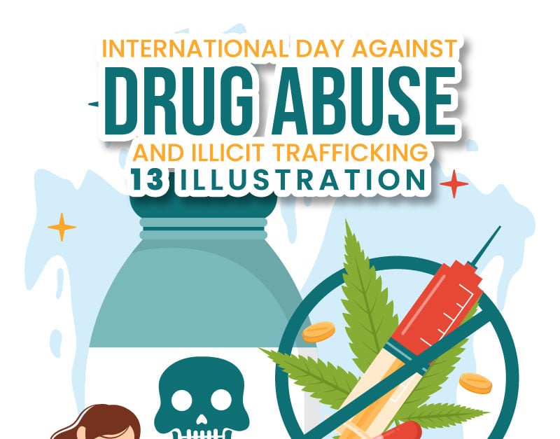 13 Illustration contre l'abus et le trafic illicite de drogues