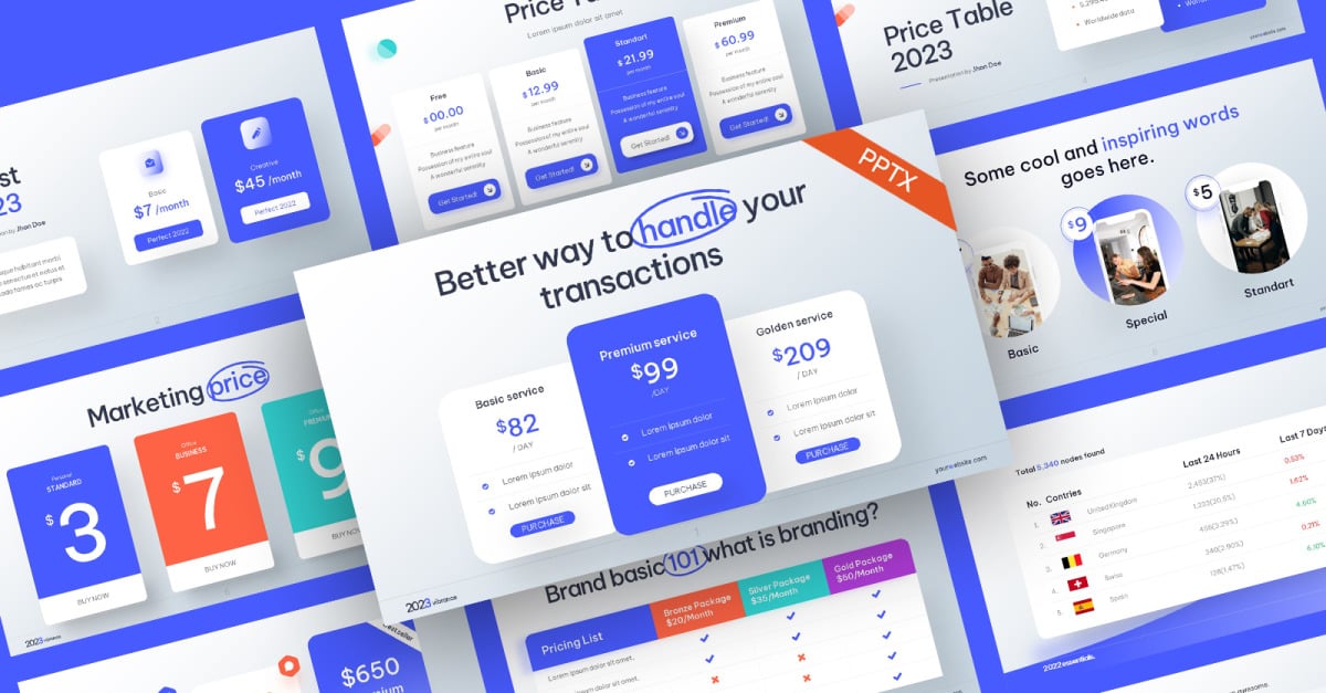 Modelo de PowerPoint de tabela de preços - TemplateMonster