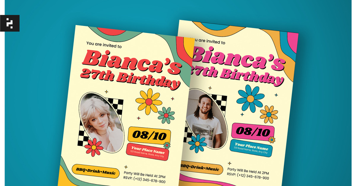 Retro Creative Birthday Invitation #326047 - TemplateMonster