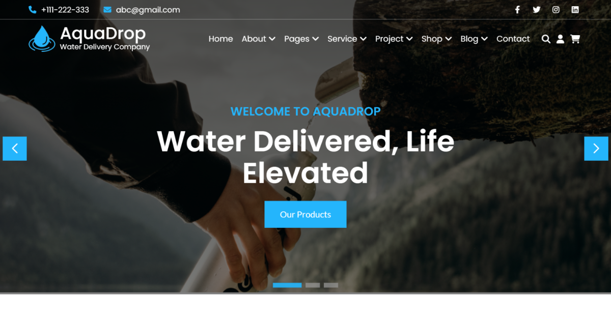 AquaDrop - Drinking Water Delivery HTML5 Website Template