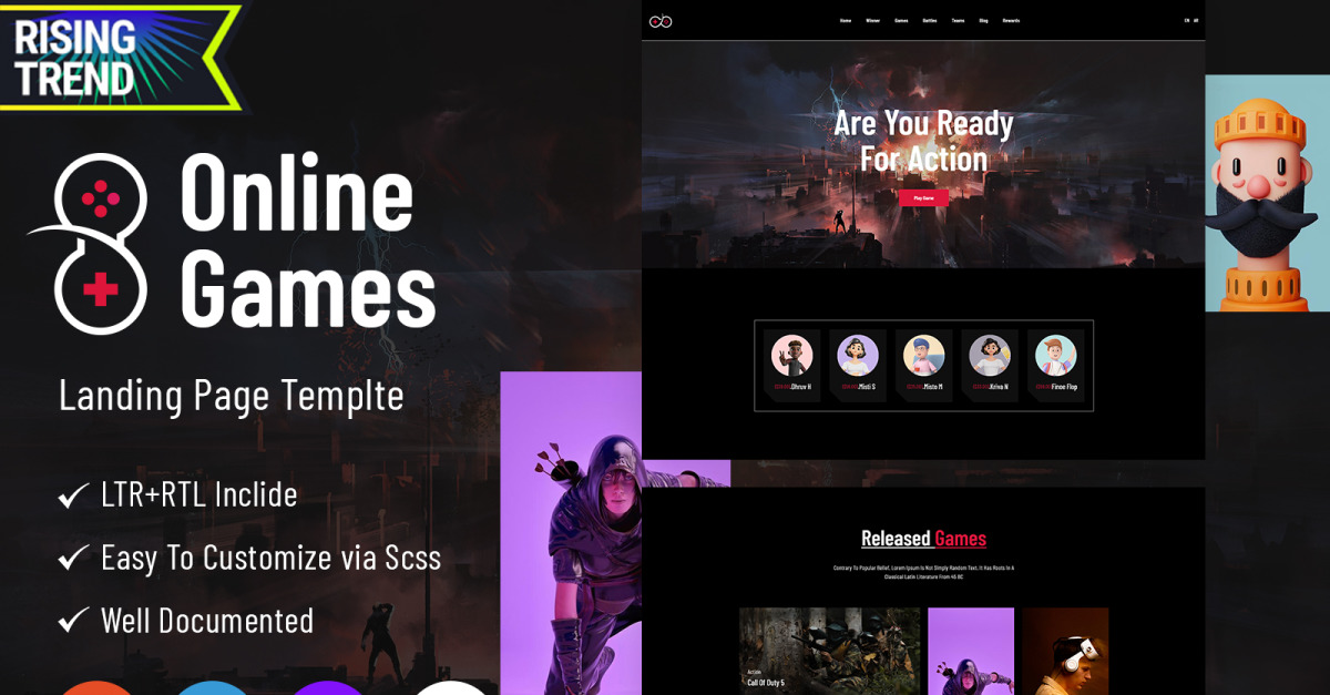 Artgame Online Game Bootstrap Html5 Landing Page Template