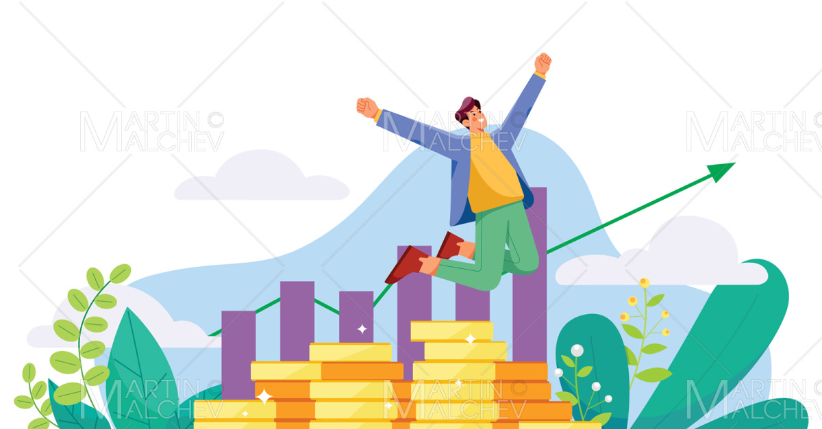 Hacerse rico Celebración Vector Ilustración - TemplateMonster