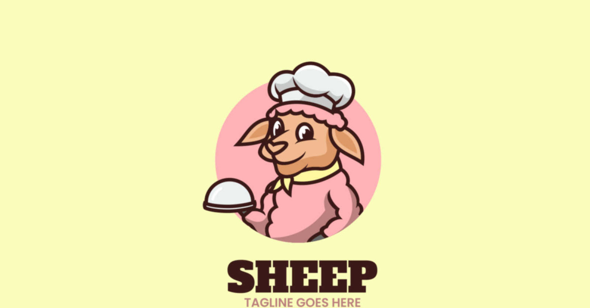 Logo de dessin animé de mascotte de chef de mouton
