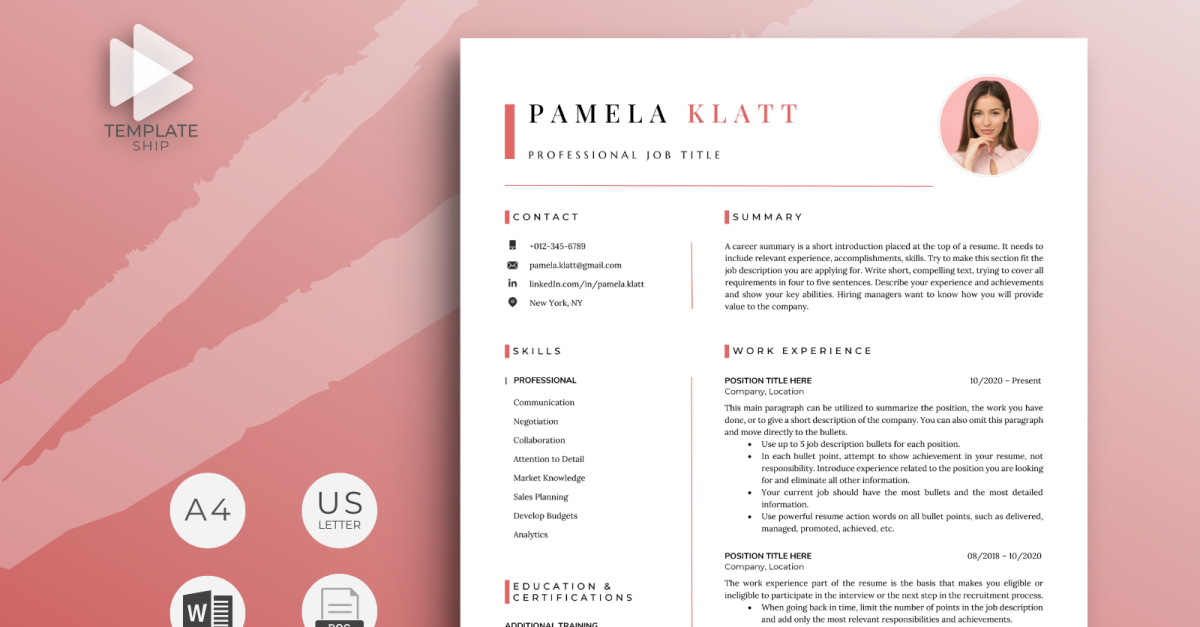 Modèle de CV moderne Pamela Klatt #327455 - TemplateMonster