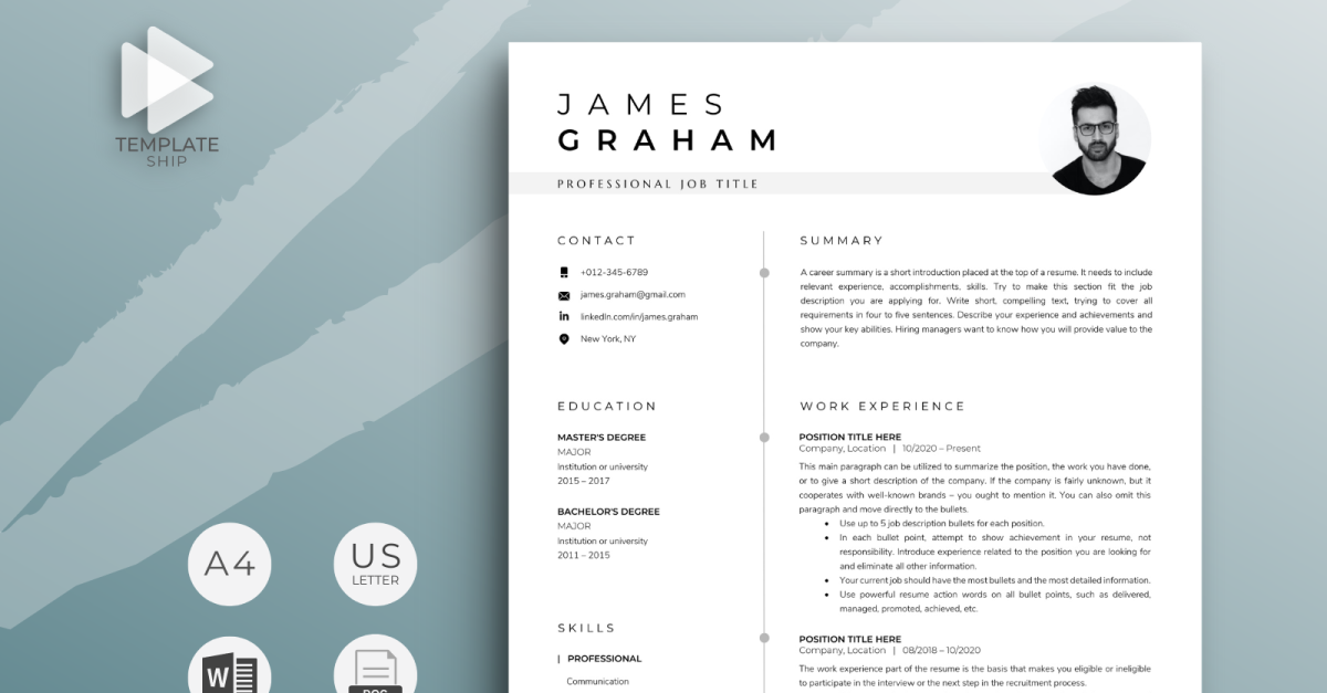 Modern Resume Template James Graham #327451 - TemplateMonster