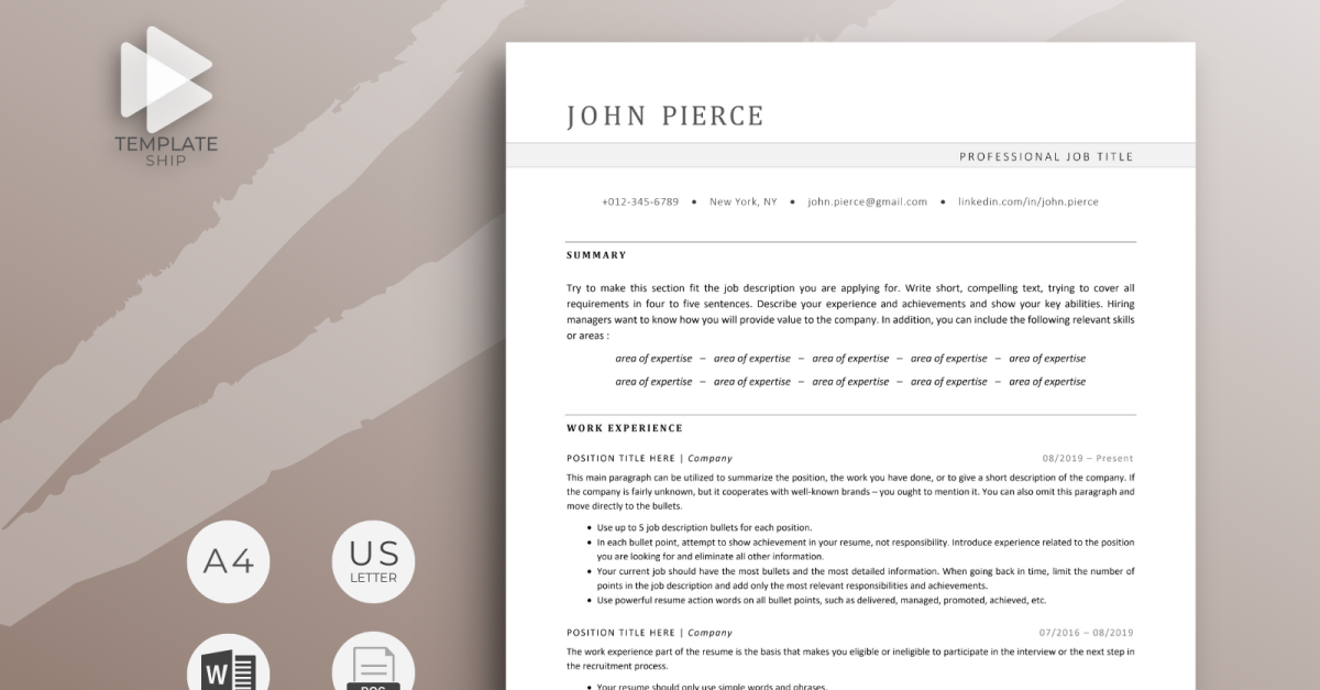 Professional Resume Template John Pierce - TemplateMonster