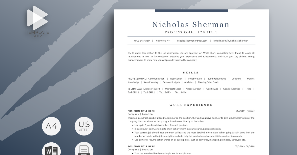 Professional Resume Template Nicholas Sherman
