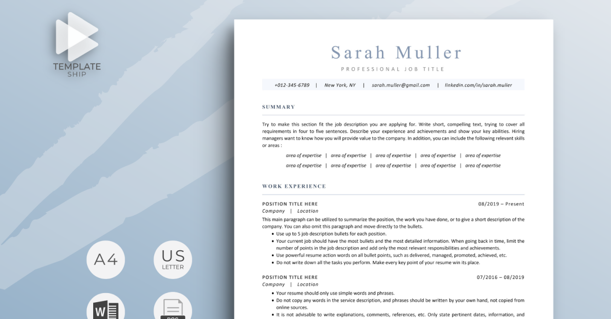 Professional Resume Template Sarah Muller - TemplateMonster