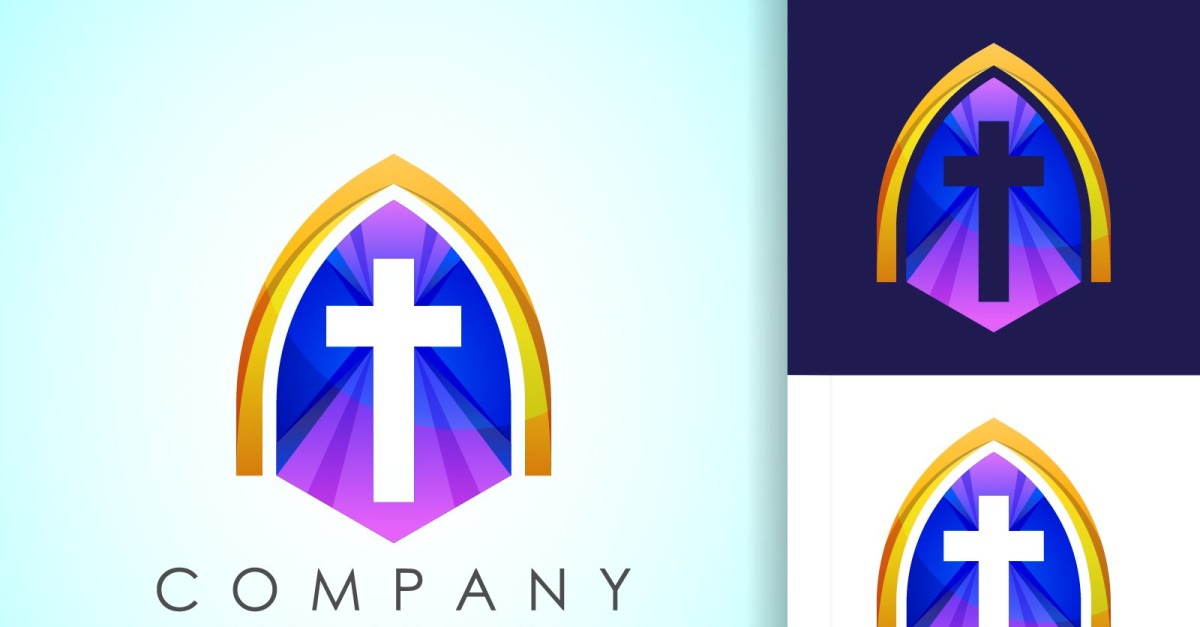 Church colorful logo, The cross of Jesus - TemplateMonster