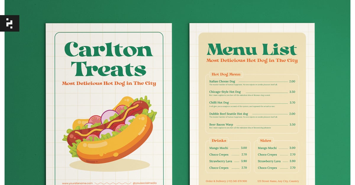 Creative Hotdog Menu Template #327521 - TemplateMonster