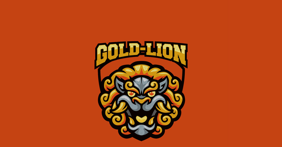 Gold Lion Logo Illustration Vector #327505 - TemplateMonster