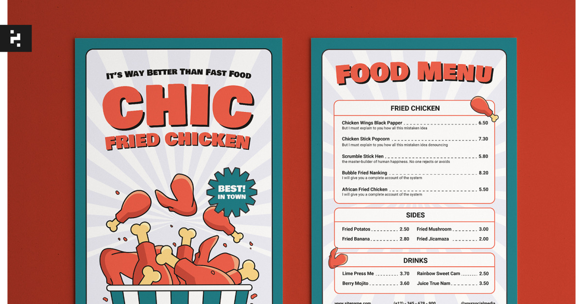 Modelo de Menu de Frango Frito #327753 - TemplateMonster
