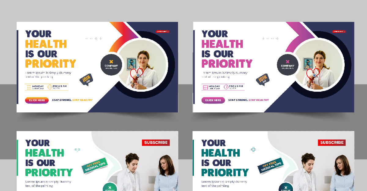 Medical and Hospital YouTube Thumbnail Design Template 05
