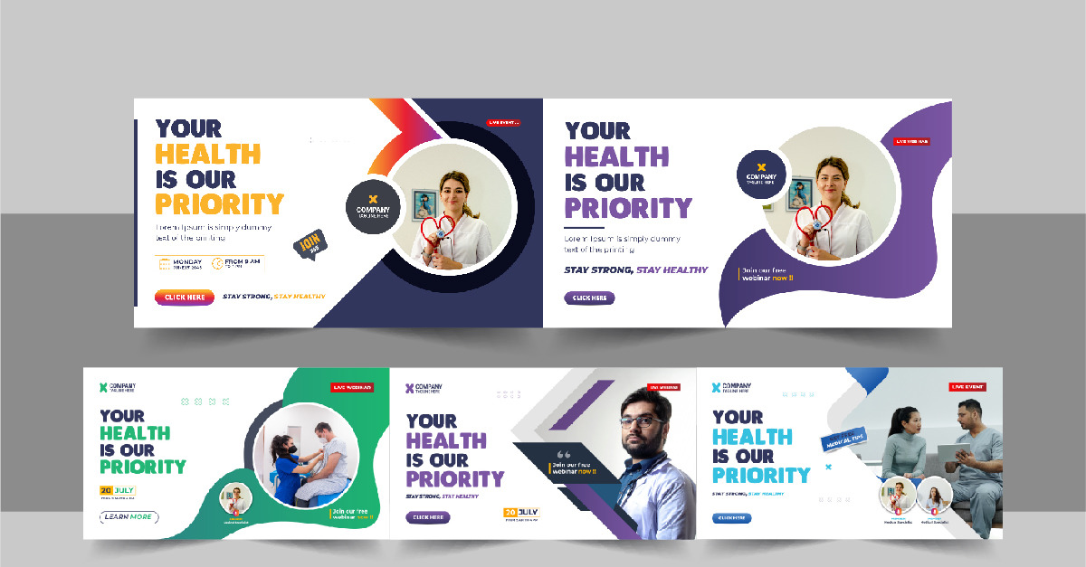 Medical and Hospital YouTube Thumbnail Design Template bundle